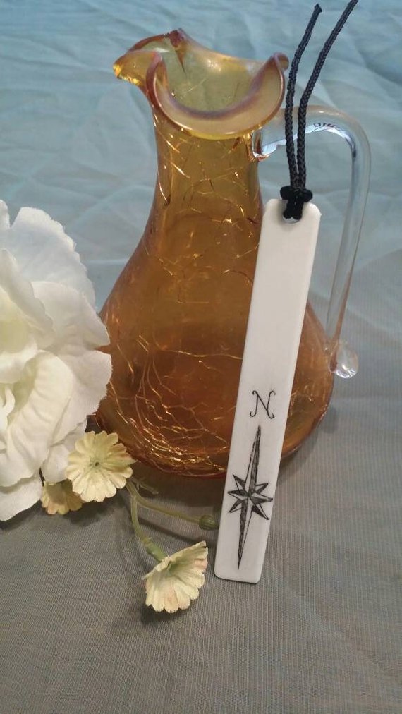 Scrimshaw Bookmark Lovely Star Compass OOAK Great Gift Idea | Schooner ...