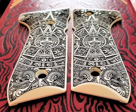 Beretta 92 92FS 96 custom engraved scrimshaw ivory pistol gun grips ...