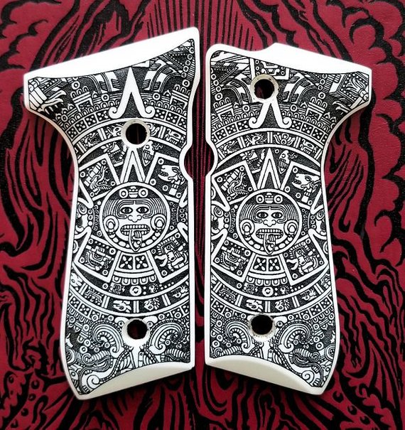 Beretta 92 92FS 96 custom engraved scrimshaw ivory pistol gun grips ...