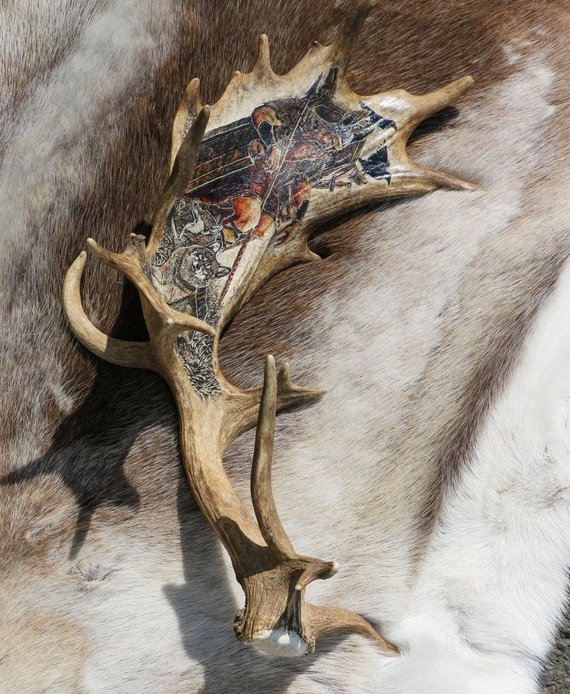 ODIN Norse God Antler Scrimshaw Viking Vikings Pagan Heathen Art Asatru ...