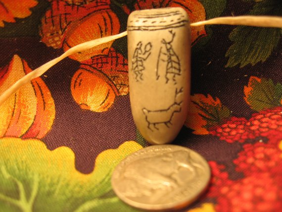 Eskimo Style tribal scrimshaw hunting charm bead reproduction Hunting ...