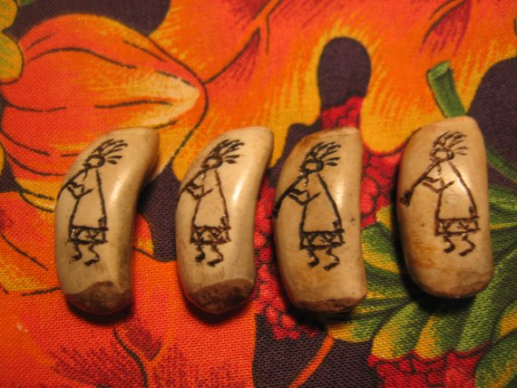 Anasazi pictograph scrimshaw fossil curved tooth reproduction bead ...