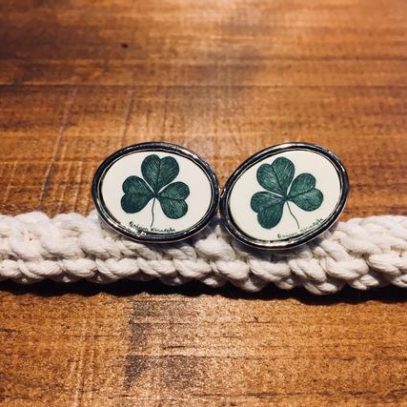 Cufflinks-Polymer Reproduction Scrimshaw-Shamrock | Schooner Chandlery