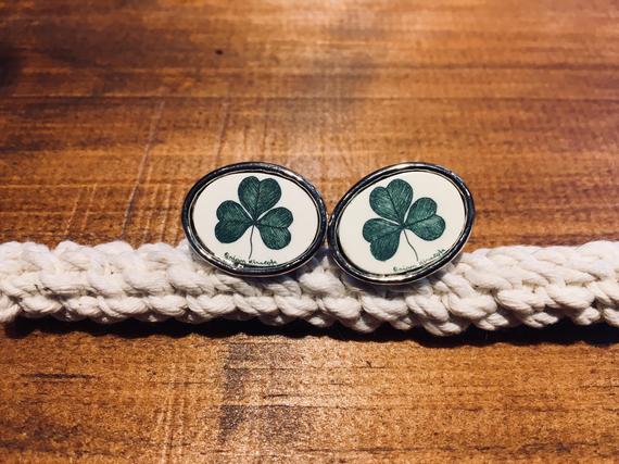 Cufflinks-Polymer Reproduction Scrimshaw-Shamrock | Schooner Chandlery