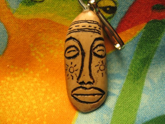 Sunny Day scrimshaw Tiki zipper charm bead reproduction zipper pull ...