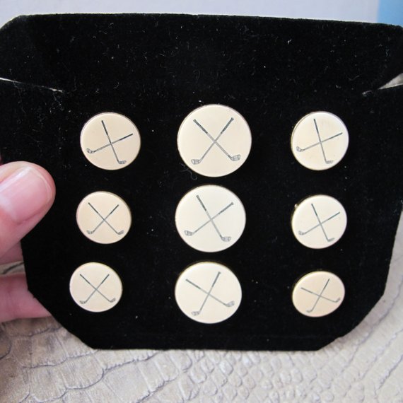 Scrimshaw Style GOLF Button Set. Unused, Old Stock 9 Matching Buttons ...
