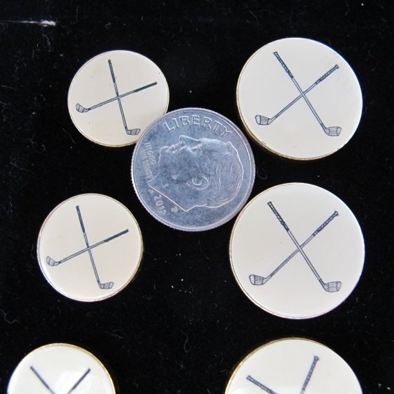 Scrimshaw Style GOLF Button Set. Unused, Old Stock 9 Matching Buttons ...