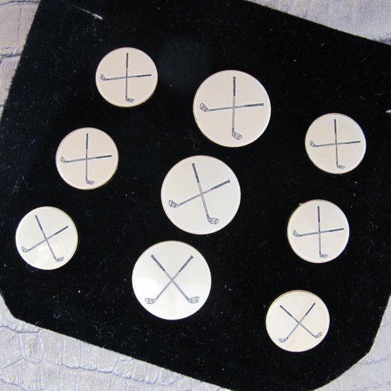 Scrimshaw Style GOLF Button Set. Unused, Old Stock 9 Matching Buttons ...