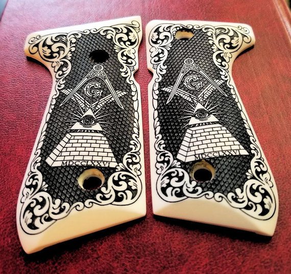 Ar Grip Beretta 92 92FS 96 Custom Engraved Scrimshaw Ivory Pistol Gun ...