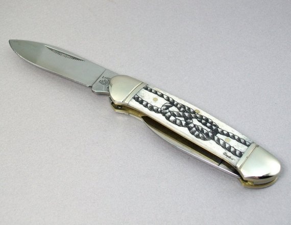 Nautical Pocket Knife, Scrimshaw knife with Sailor's Knot, Sheet Bend ...