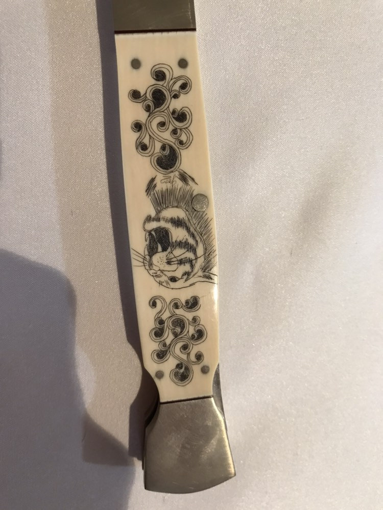 Brad Embry Scrimshaw Folding Dagger Knife Folder | Schooner Chandlery