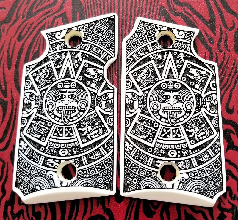 Sig Sauer P938 custom imitation ivory scrimshaw pistol grips Aztec ...