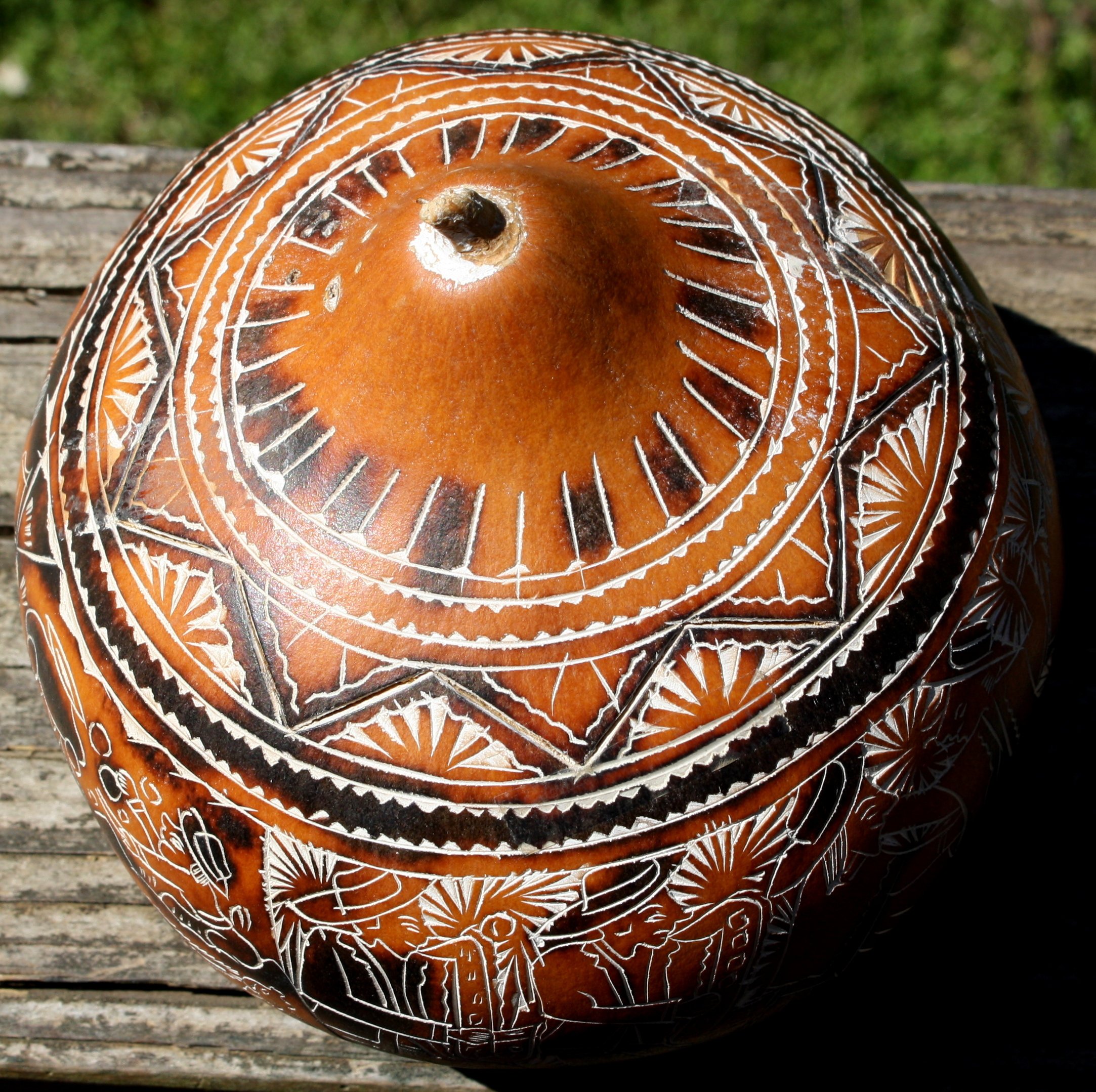 Peru, Gourd, Handmade, Peruvian, Carved, Box, Etched, Vintage, Decor ...