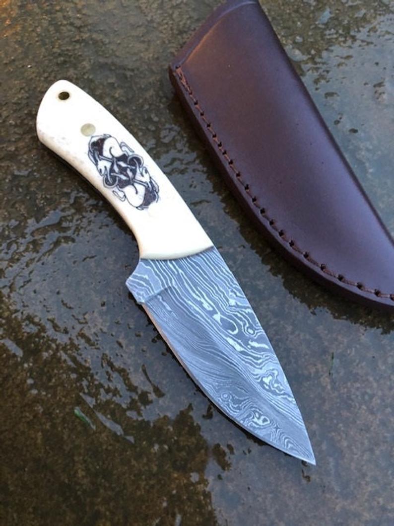 Craftsman made Skinning Knife - Scrimshaw of Hare's chasing in Viking ...