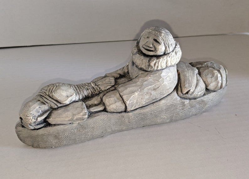 Vintage Eskimo Carving. Native North American on Canoe Made in Alaska ...