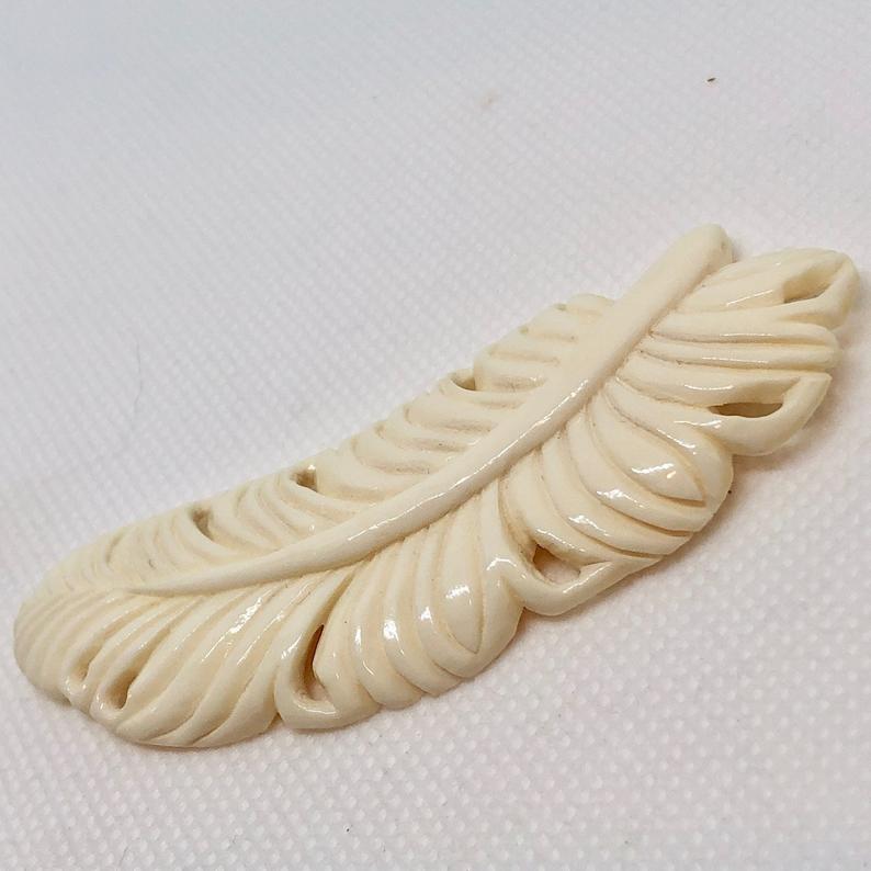 Bone Feather Realistically Carved to Reflect A Majestic Feather 10797 ...