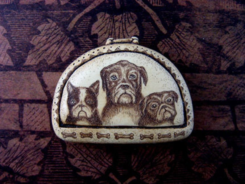 Pug dog Boston Terrier and bull mastiff Moosup Valley Designs brooch ...