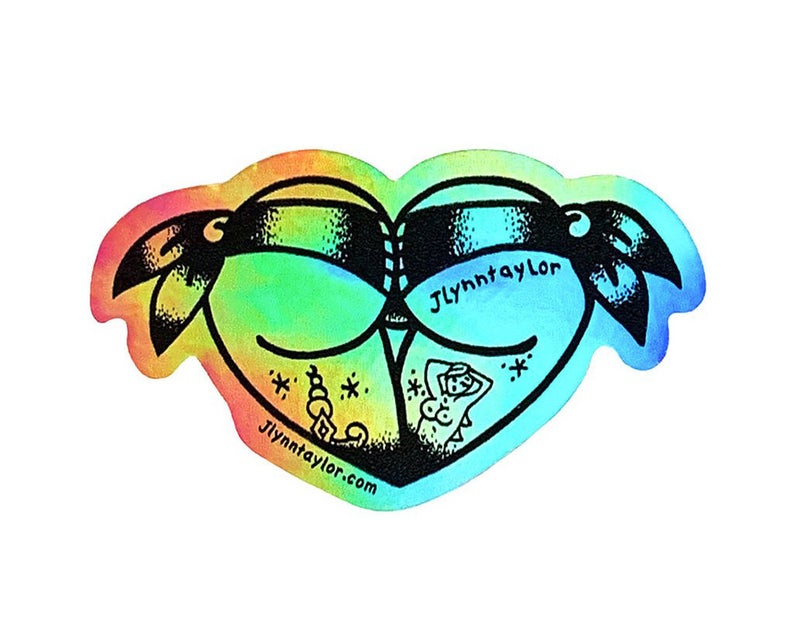 Scrunch Butt Heart Rainbow Foil Sticker | Schooner Chandlery