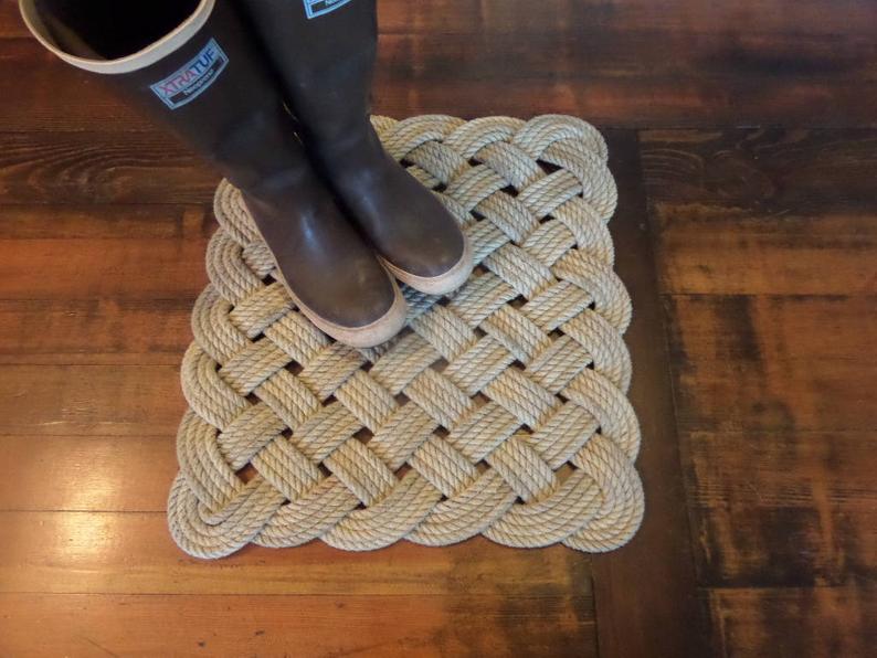 Nautical Rope Rug 20" x 20" Tightly Woven Knotted Indoor or Outdoor ...