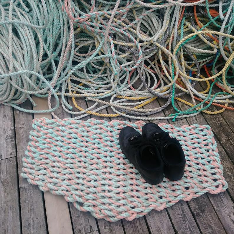 Semi Circle Lobster Rope Rug Doormat Reclaimed Lobster Rope Mat ...