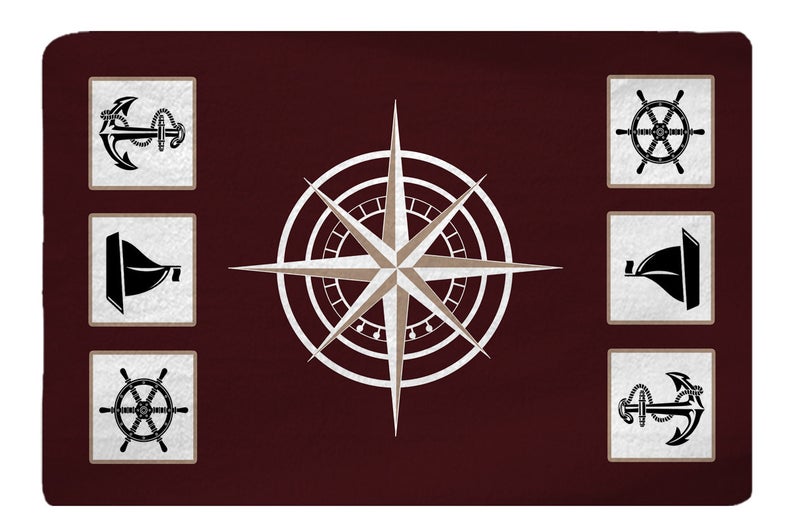 Nautical Compass, Anchor, Boat, Wheel , Custom Rug, Carpet, Floor Mat ...