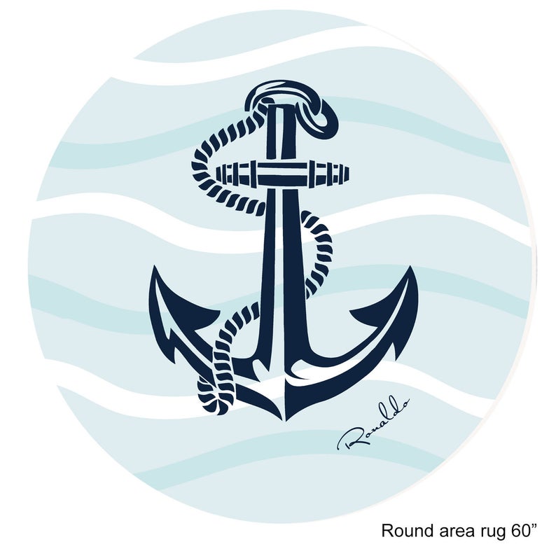 Nautical Anchor Round Rug , Carpet Floor Mat, Personalized Rug ...
