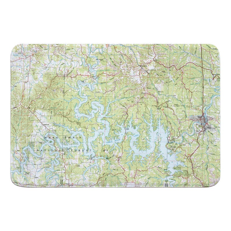 MO: Table Rock Lake, MO (1985) Topo Map Memory Foam Bath Mat, Map Floor ...