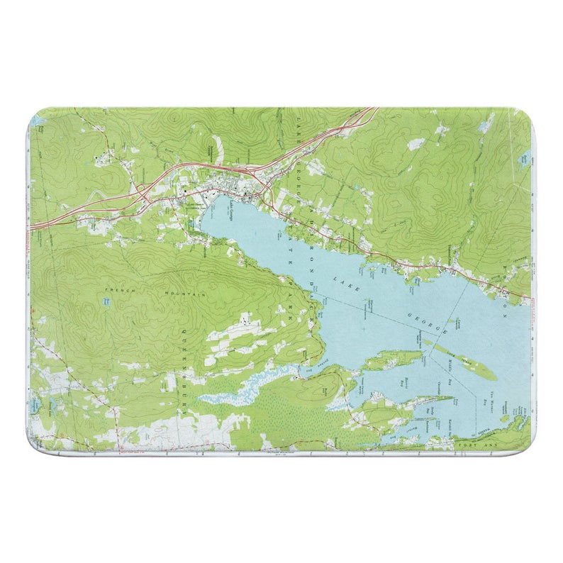 NY: Lake George, NY (1966) Topo Map Memory Foam Bath Mat, Map Floor Mat ...