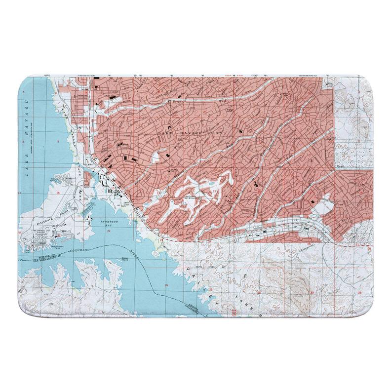 AZ: Lake Havasu City South, AZ (1994) Topo Map Memory Foam Bath Mat ...
