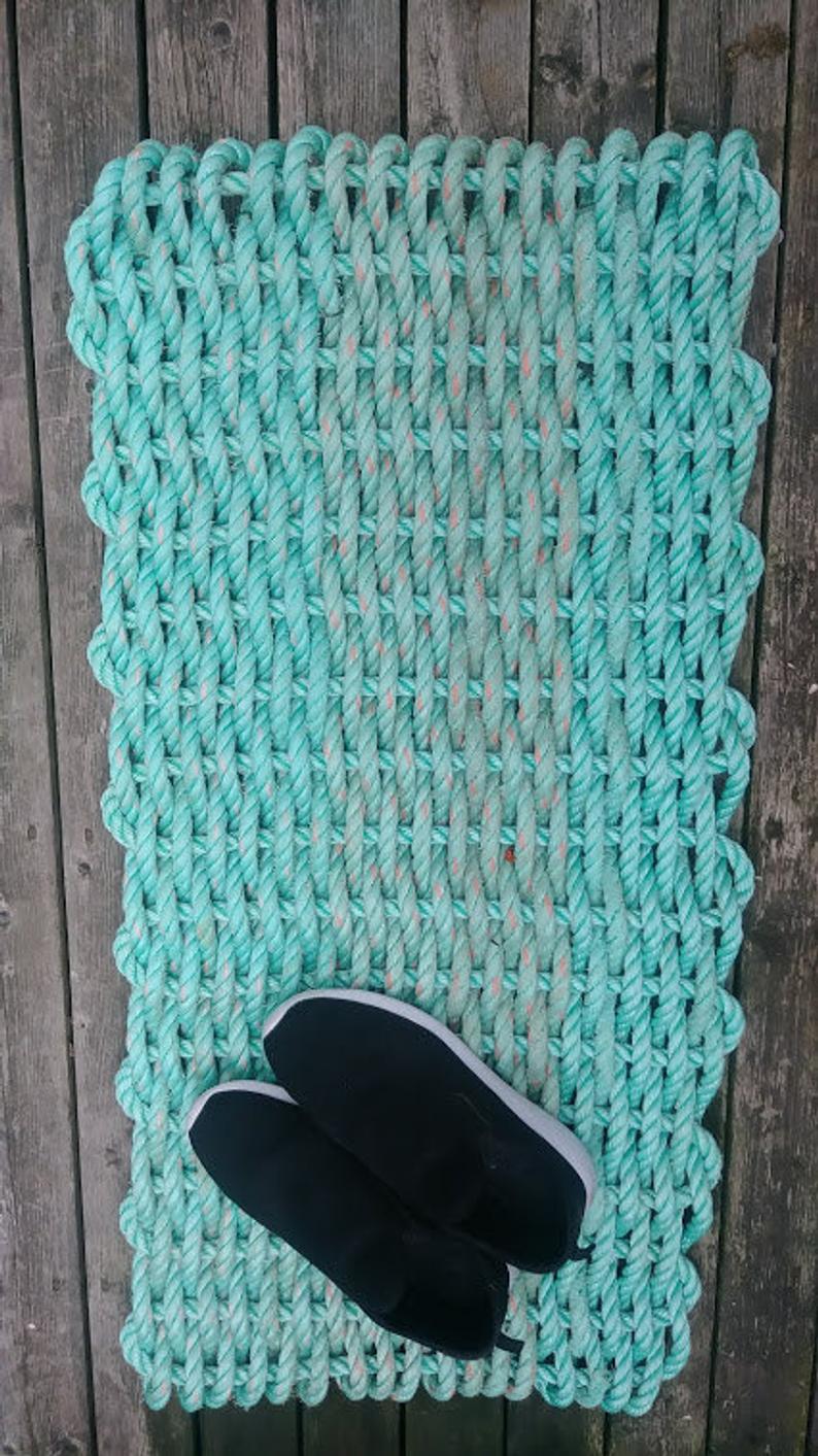 Welcome Mat Nautical Recycled Reclaimed Gulf of Maine Lobster Rope Mat ...