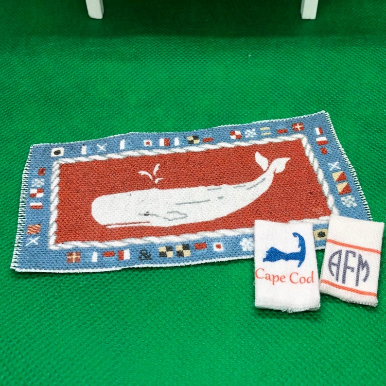 Dollhouse miniature rectangle whale nautical flags area rug 1:12 scale ...