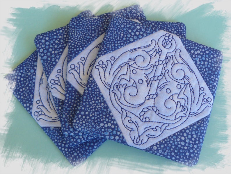 Nautical Patchwork Square Coaster/ Mug Rug In The Hoop Machine ...