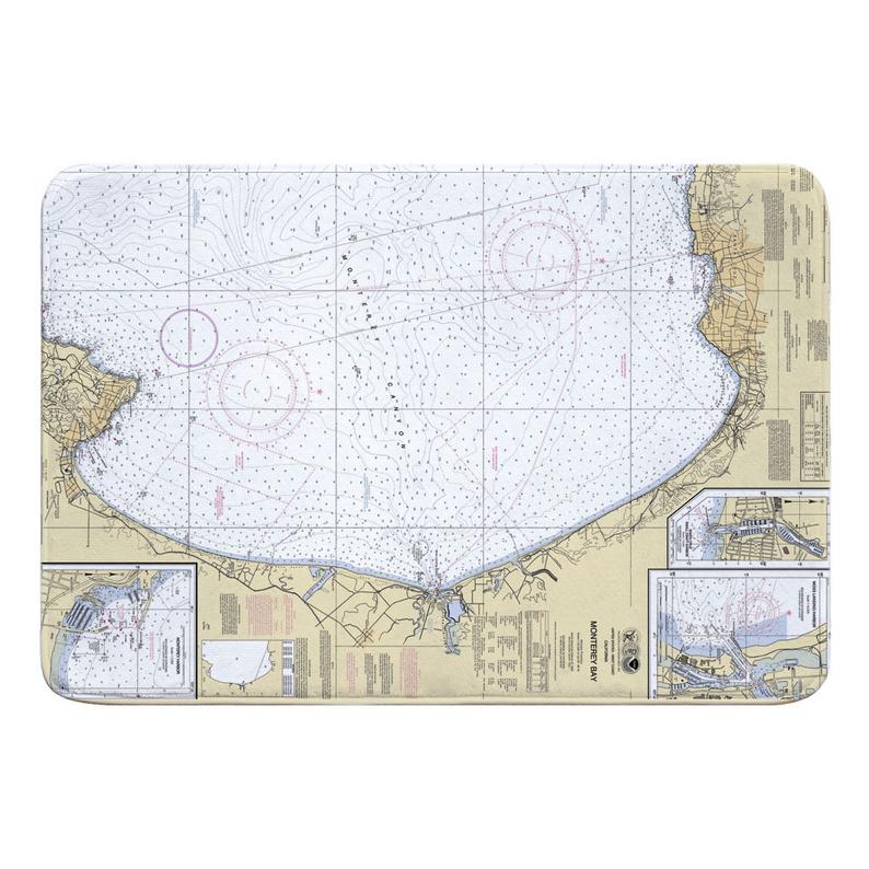 CA: Monterey Bay, CA Nautical Chart Memory Foam Bath Mat, Map Floor Mat ...