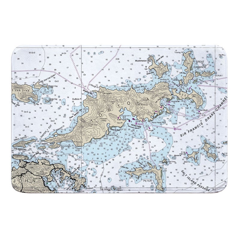 VI: Tortola, BVI Nautical Chart Memory Foam Bath Mat | Schooner Chandlery
