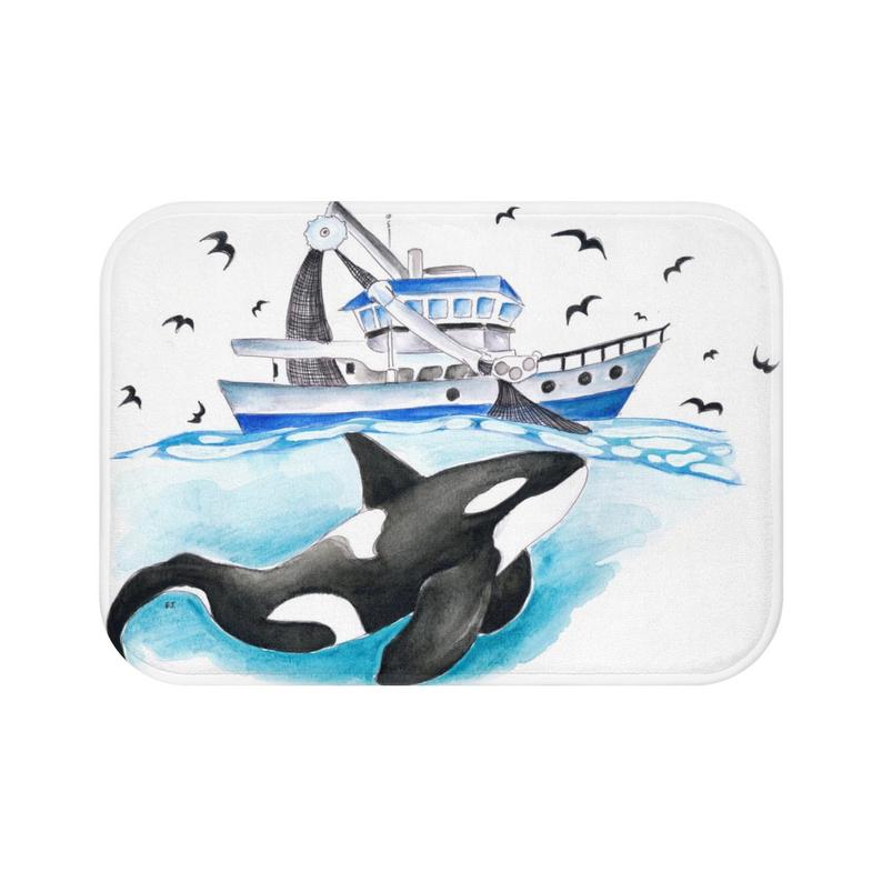 Orca And The Boat Bath Mat | Schooner Chandlery