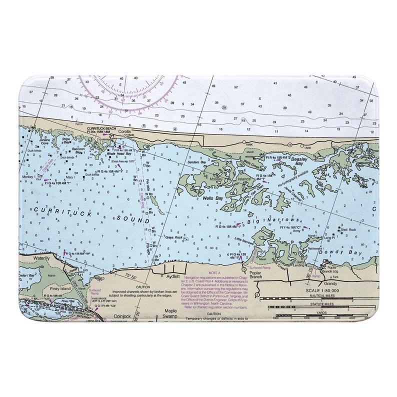 NC: Currituck Beach, Corolla, NC Nautical Chart Memory Foam Bath Mat ...