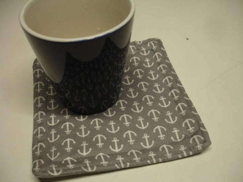 Cup Carpet Mug Rug Gray Anchors | Schooner Chandlery
