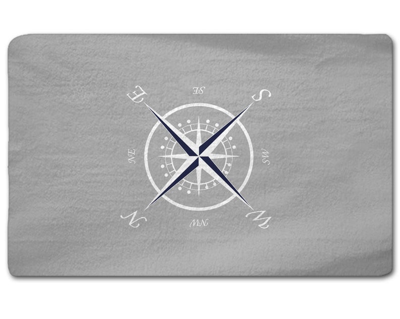 Silver grey navy blue White Compass Rose Plush Fuzzy Area Rug -Size 96× ...