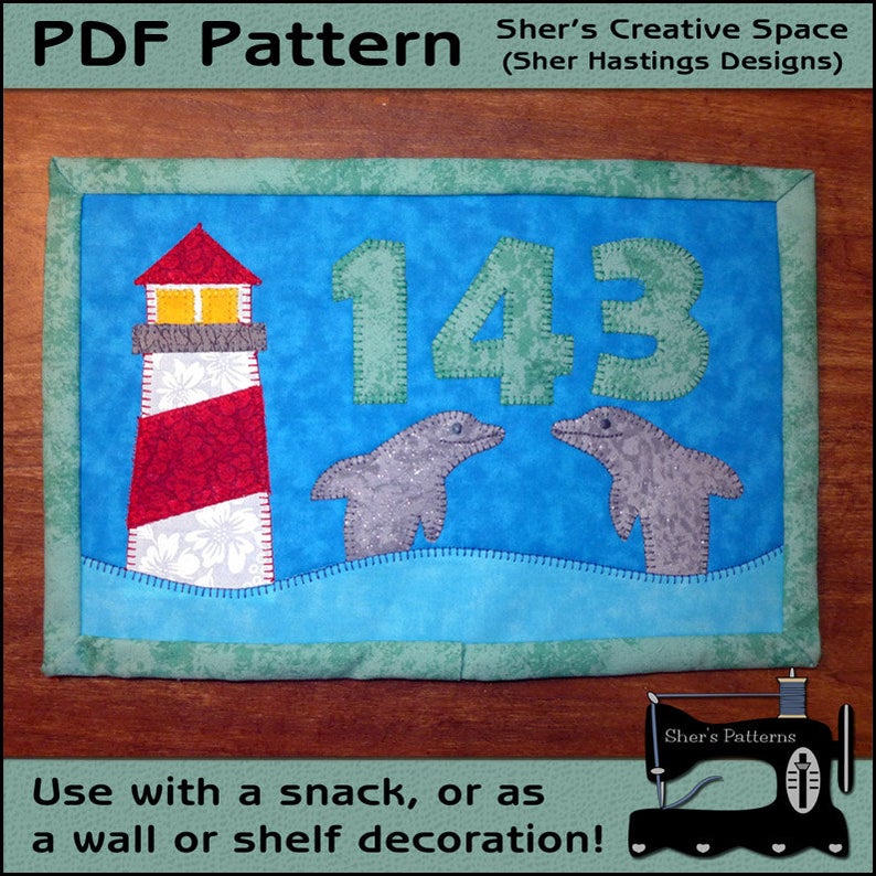 PDF Pattern for 143 Mug Rug, I Love You Mug Rug Pattern, Lighthouse ...