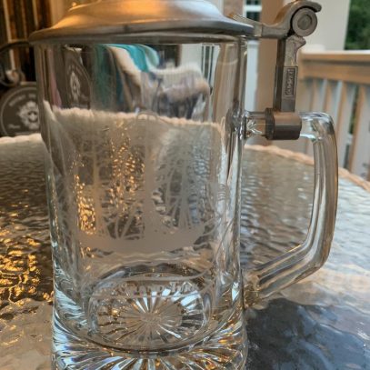 German Etched Schooner Alwe Glass Beer Stein | Schooner Chandlery