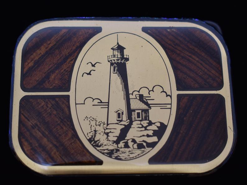 1980's Lighthouse Wood Inlay Harmony Metals Vintage Belt Buckle ...