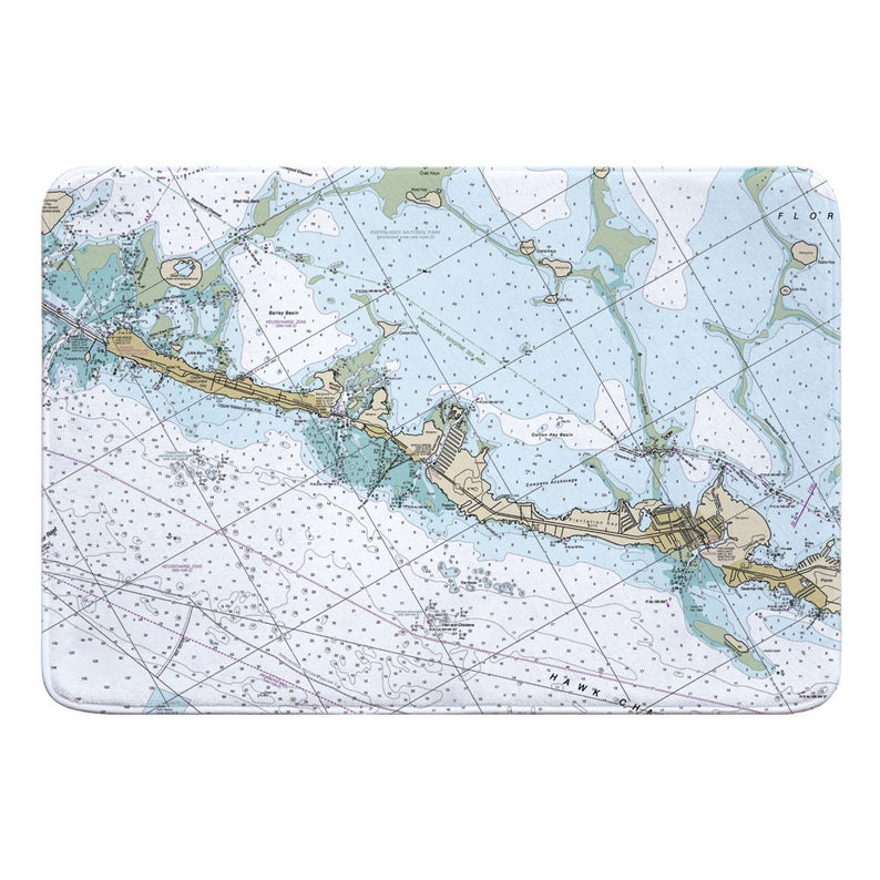 FL: Islamorada, FL Nautical Chart Memory Foam Bath Mat, Map Floor Mat ...