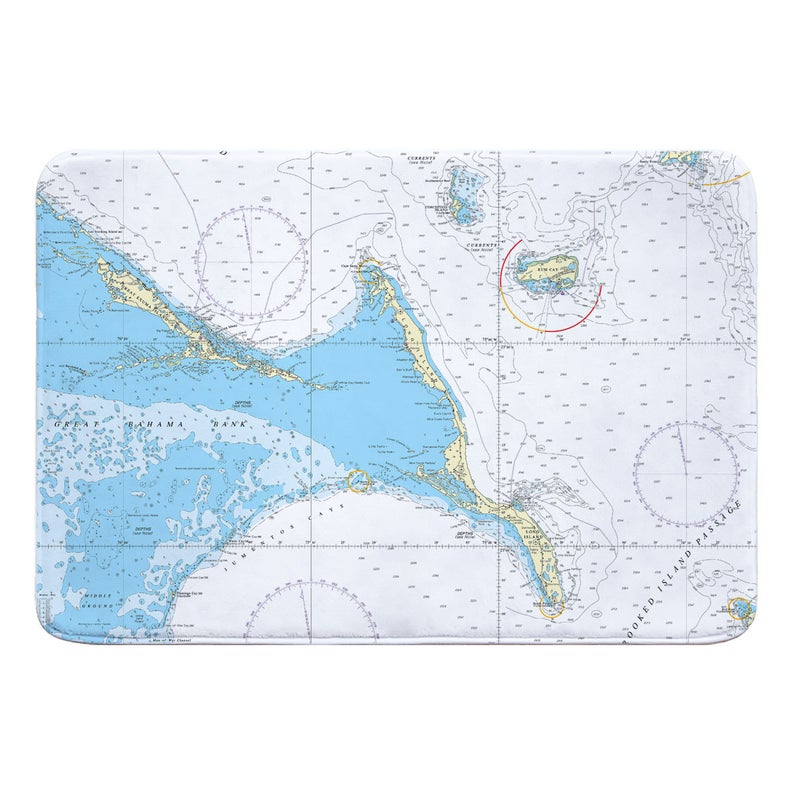 Exuma Islands, Long Island, Rum Cay, Bahamas Nautical Chart Memory Foam ...