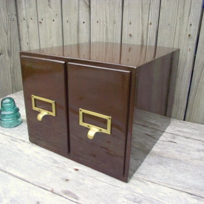 XL Wooden Card Catalog 2 Drawer Antique SOLID Wood Mahogany-5x8 ...