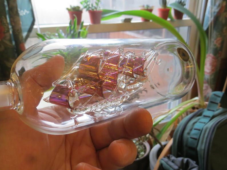 Vintage Glass Ship in a Glass Bottle - Sail Ship in a Bottle - Clipper ...