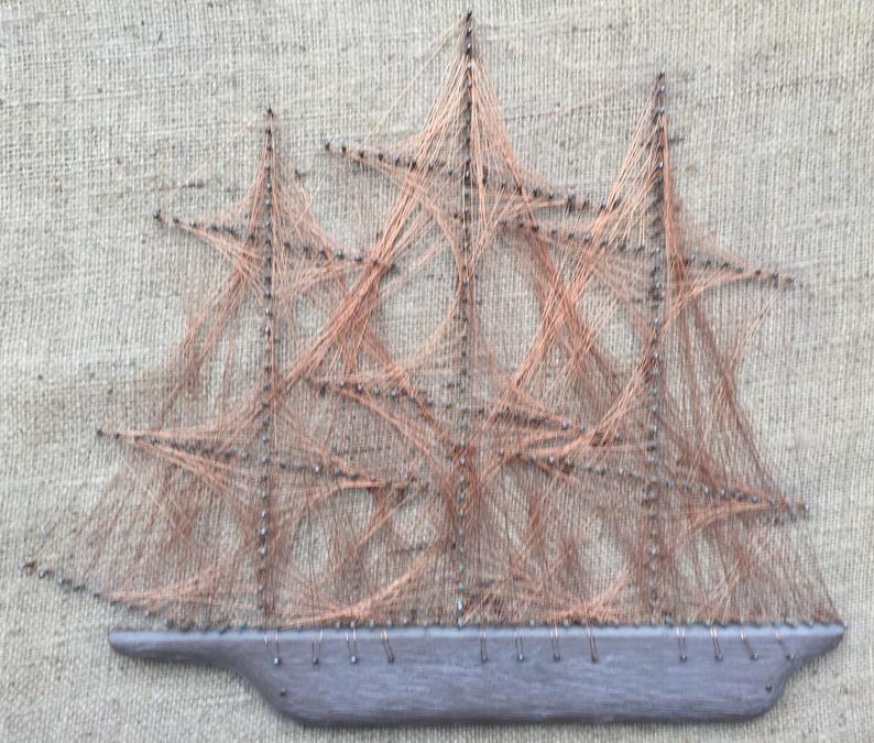 Vintage Copper Wire Pirate Ship Schooner Art Picture | Schooner Chandlery