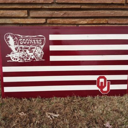 Rustic wooden OU Sooners flag | Schooner Chandlery