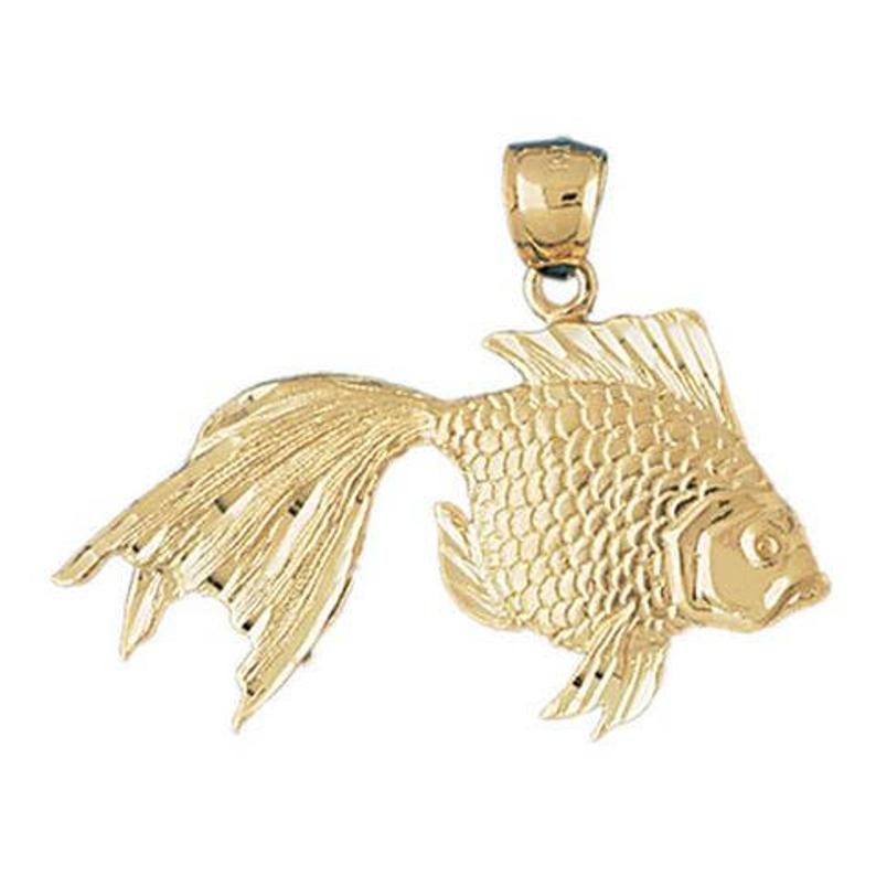 14kt gold Unique charm, gold fish charm, nautical charm,sea creature ...