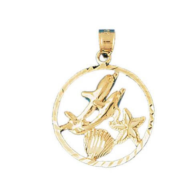 14kt gold Unique charm, dolphin charm, nautical charm,sea creature ...