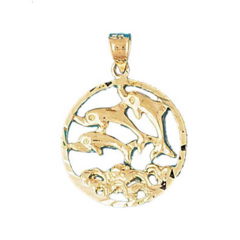 14kt gold Unique charm, dolphin charm, nautical charm,sea creature ...